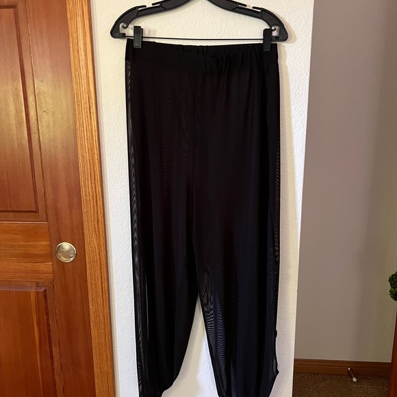 Pants & Jumpsuits | Black Sheer Mesh Festival Pants Elastic Waist ...